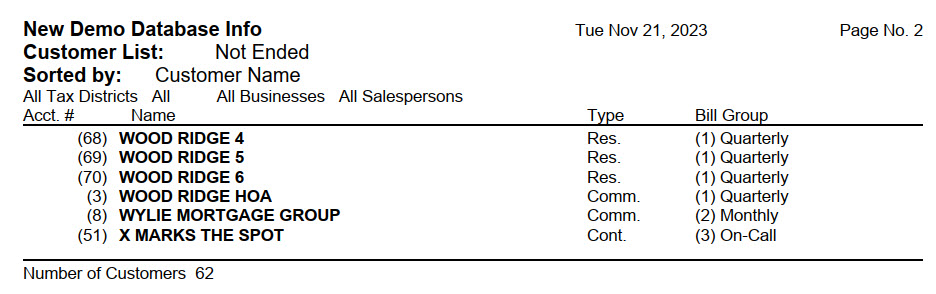 Trash Flow Help Files - Printing a Customer List